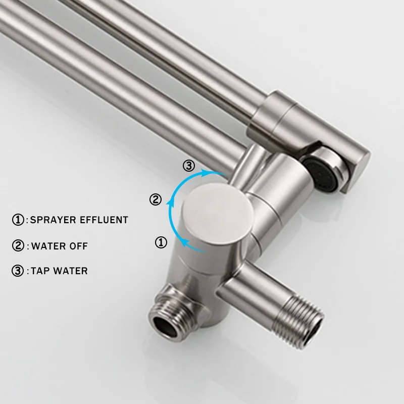 Konyhai Csaptelep Spray-Pisztoly Falra Szerelt Hajtogató 360 Fokos ...