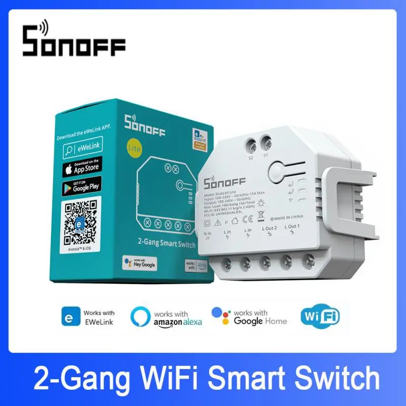 SONOFF-DUALR3-R3-Lite-MINI-WiFi-Smart-Switch-2-Gang-Dual-Relay-Module ...