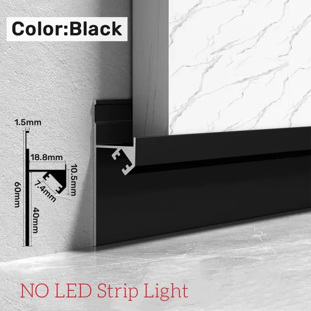 H60mm Wall Trim LED Skiritng Line Aluminum Profile Recessed Hidden ...
