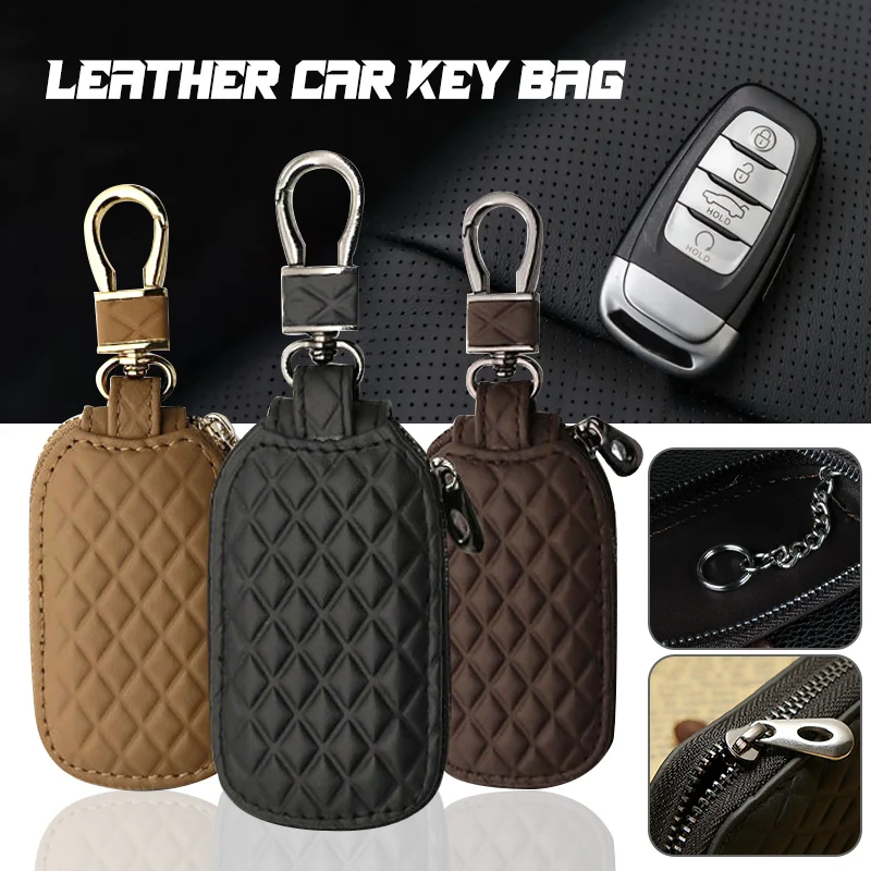 Genuine-Leather-Car-Key-Case-Wallets-Universal-Car-Key-Chain-Bag-Car ...