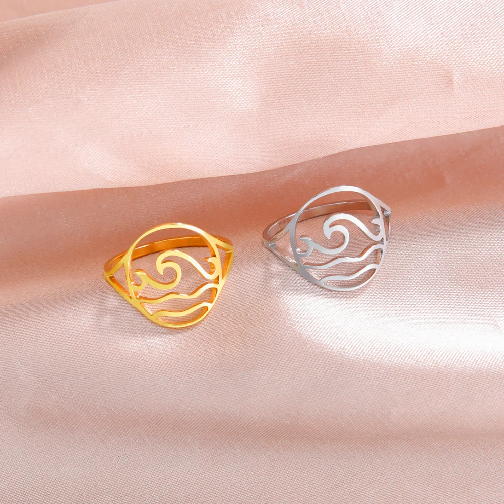 Cazador-Trendy-Sea-Waves-Rings-for-Women-Men-Summer-Stainless-Steel-Finger-Rings-Birthday-Party ...