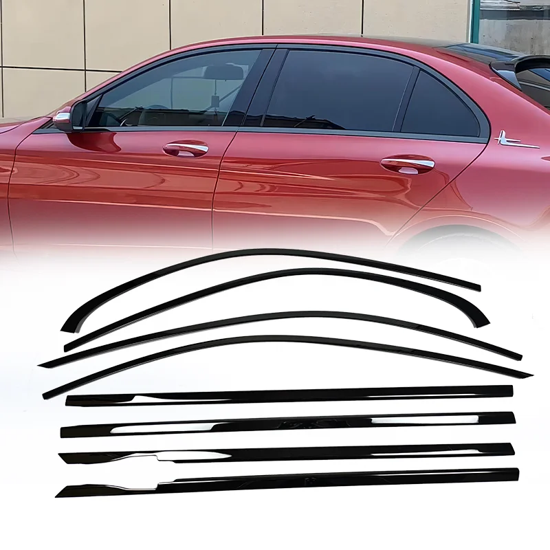 For MercedesBenz C-class W205 2015-2021,Black Door Chrome Window ...