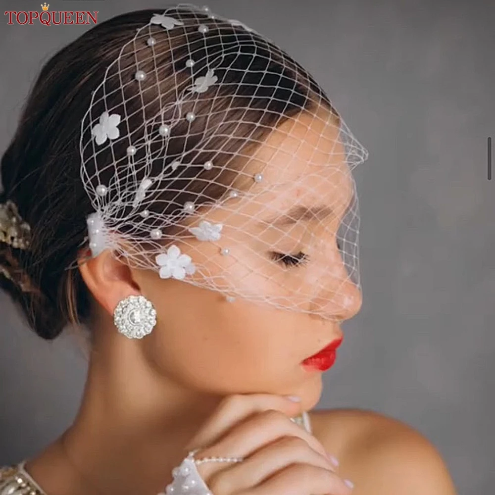 TOPQUEEN-VA15-Mini-Bridal-Veils-Blusher-Veil-Wedding-Birdcage-Veil-with ...