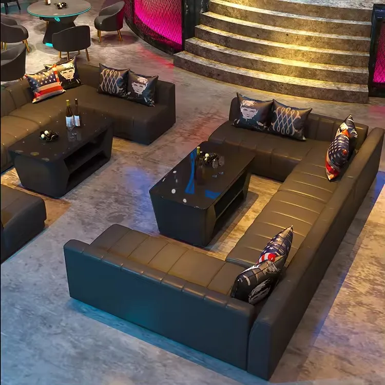 Illuminated Light up Bar Nightclub Furniture Set Customized Leather U L ...