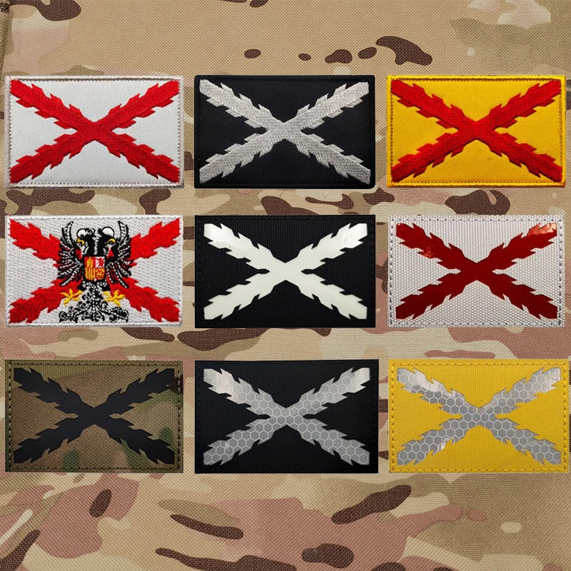 Crossed Spain Flag Patch Tactical Outdoor Reflective Night Recognition ...