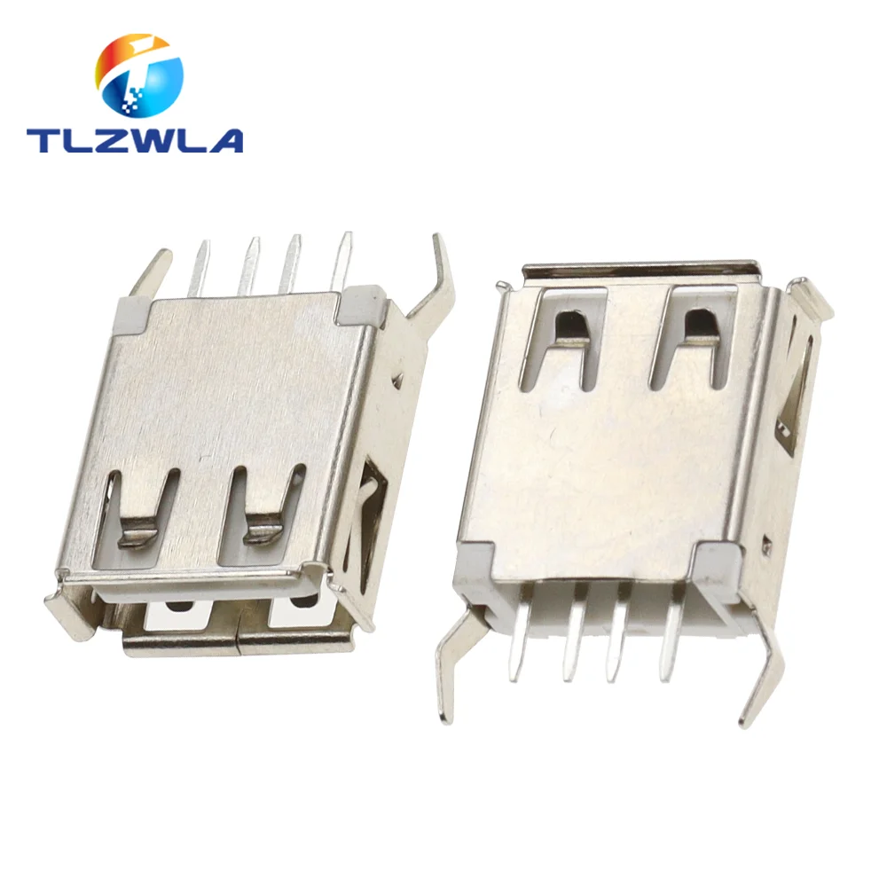 10PCS-USB-Type-A-Female-Socket-180-Degrees-Vertical-4Pin-USB-Interface ...
