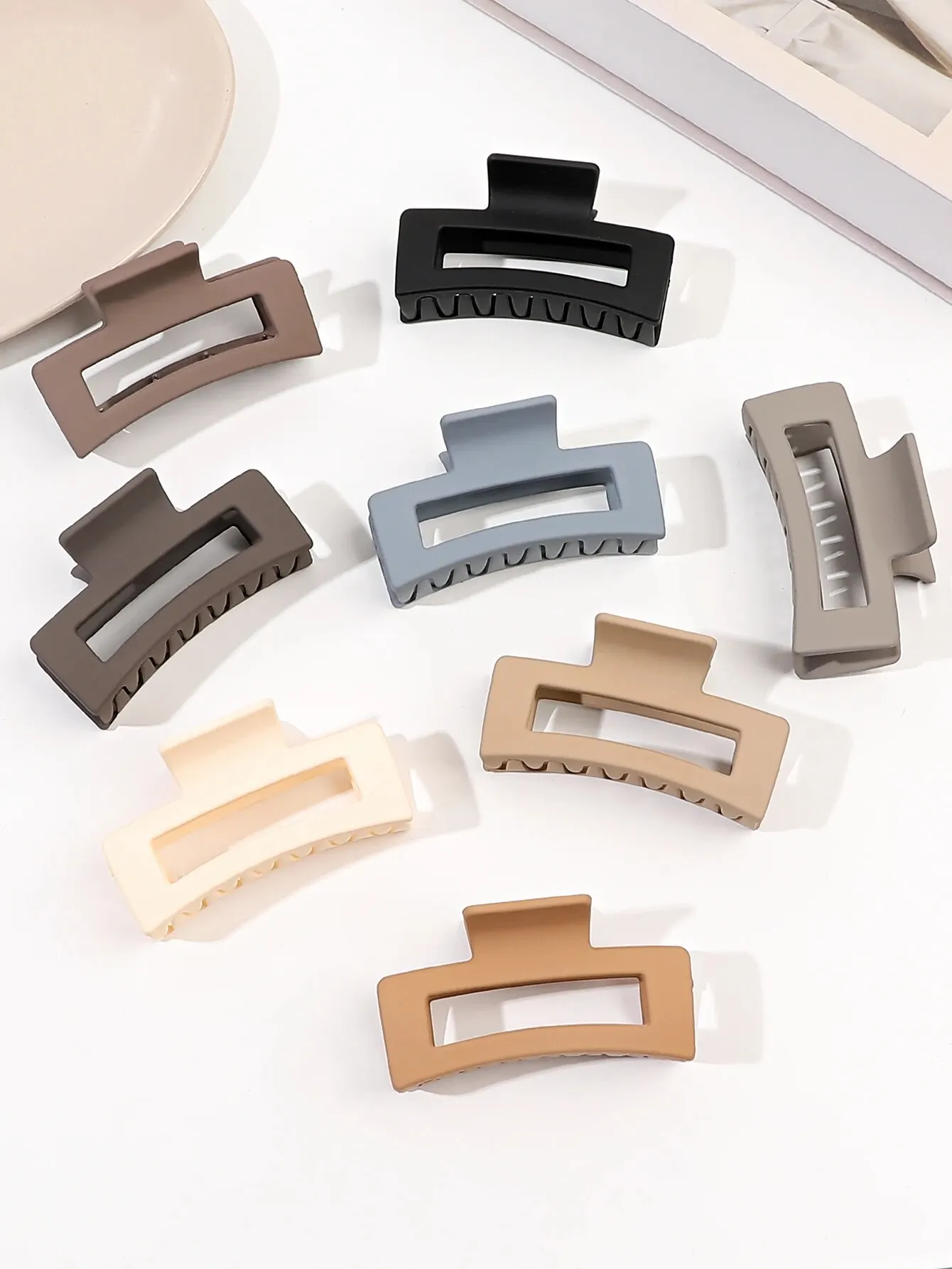 8pcs-Set-of-Rectangular-Hair-Clips-Solid-Color-Hair-Clips-Elegant-Hair ...