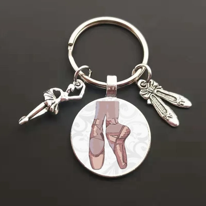 Ballerina Figure Silhouette Keychain Ballet Glass Pendant Charm ...