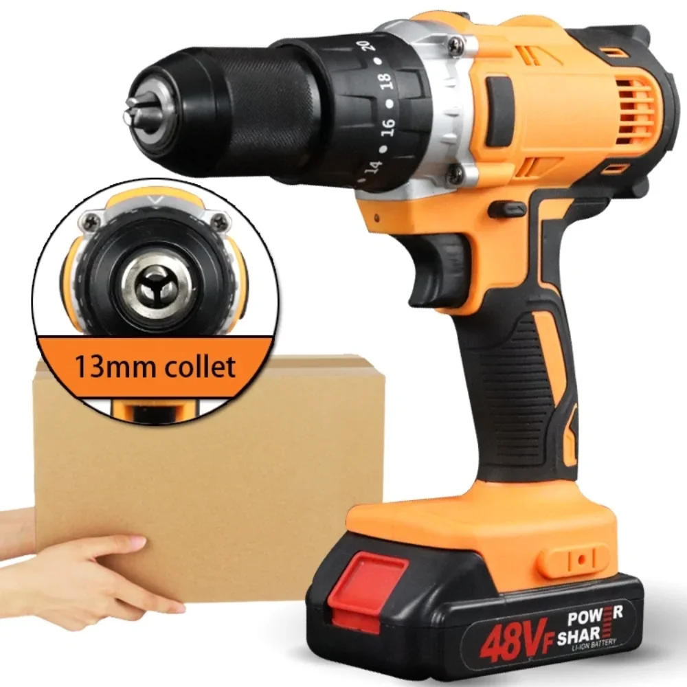 48V-Electric-Impact-Drill-3-In-1-Electric-Cordless-Lithium-Ion-Battery ...