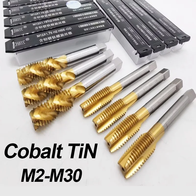 Cobalt-Screw-Thread-Tap-Drill-Bit-Spiral-Pointed-Flute-Metric-M2-M30 ...