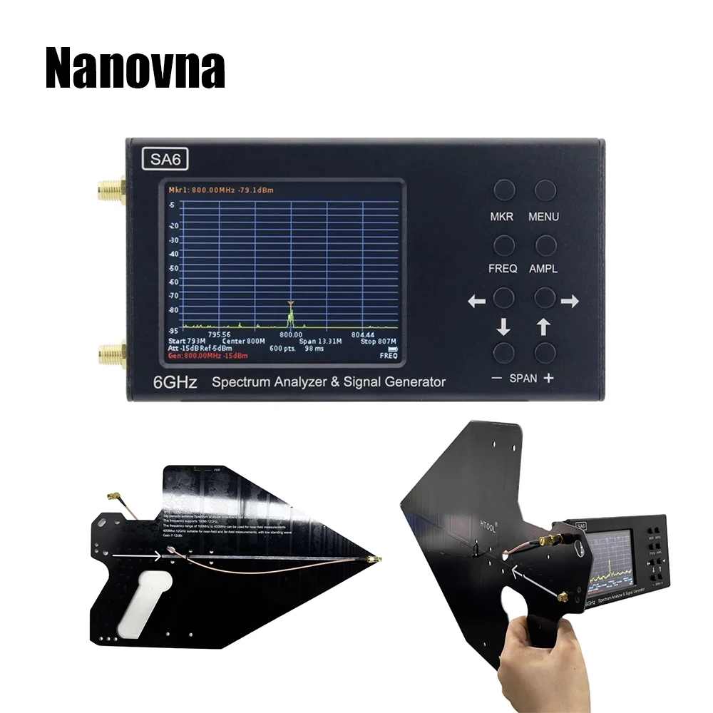 Nanovna-SA6-Spectrum-Analyzer-6GHz-RF-Handheld-Frequency-Analyzer-HT8-Log-Periodic-Antenna-EMI ...
