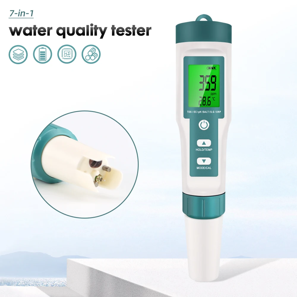 7 In 1 Digital ORP PH TDS EC Meter Salinity SG Temperature Tester ...