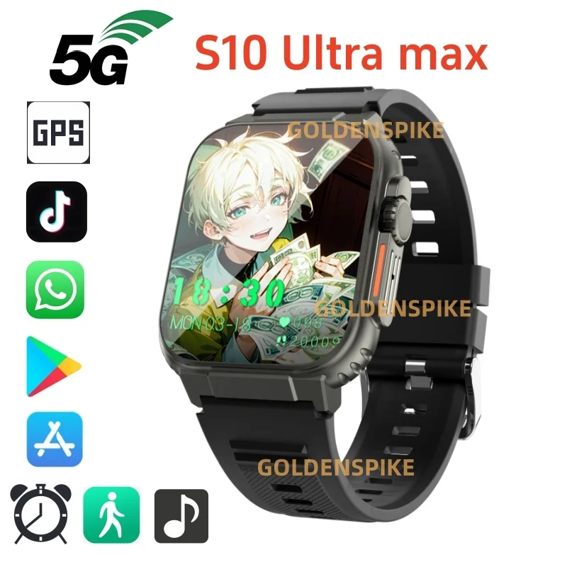 S10 ultra max smartwatch 4g/5g android gps 2.2 polegada amoled baixar ...