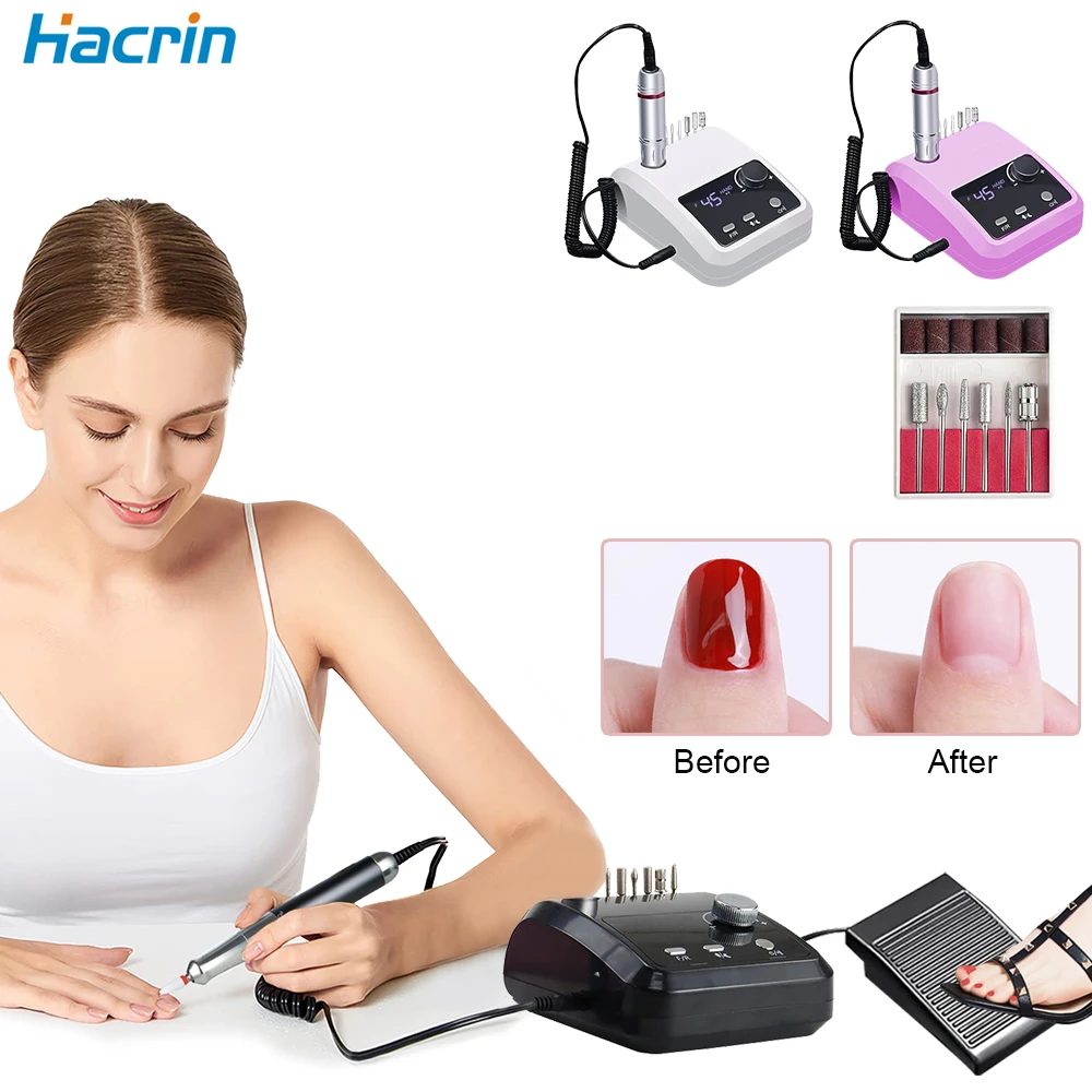 Professional-Nail-Lathe-45000RPM-Electric-Nail-Drill-Machine-With-Foot ...