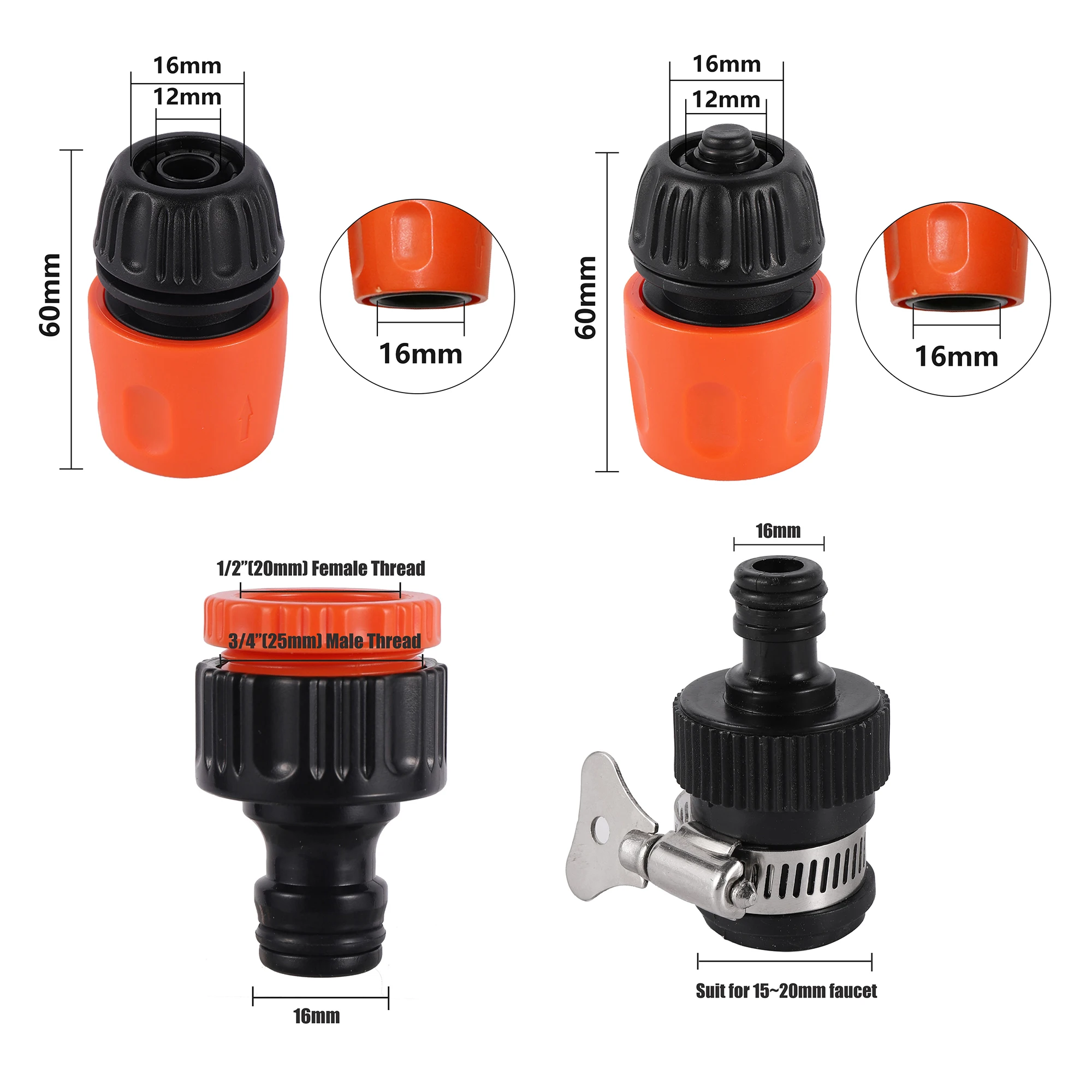 Kit complet d'arrosage,Tuyau d'eau en PVC souple 12x16mm,adaptateur de ...