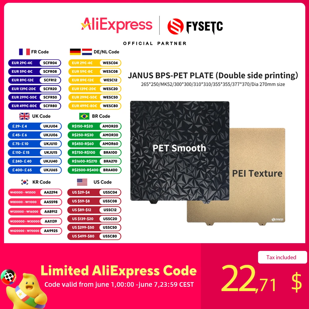 FYSETC-JANUS-BPS-PET-Plate-Double-Side-Build-Plate-Smooth-PET-And ...