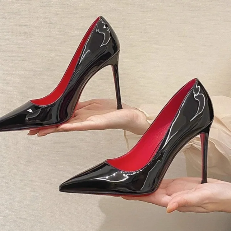 Spring of 2024 New Black High-Heeled Shoes with Pointed Stilettos and ...