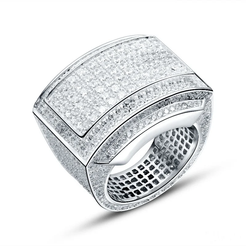 Men's Fashion Full Diamond Ring Luxury And Aggressive White Zircon Ring ...
