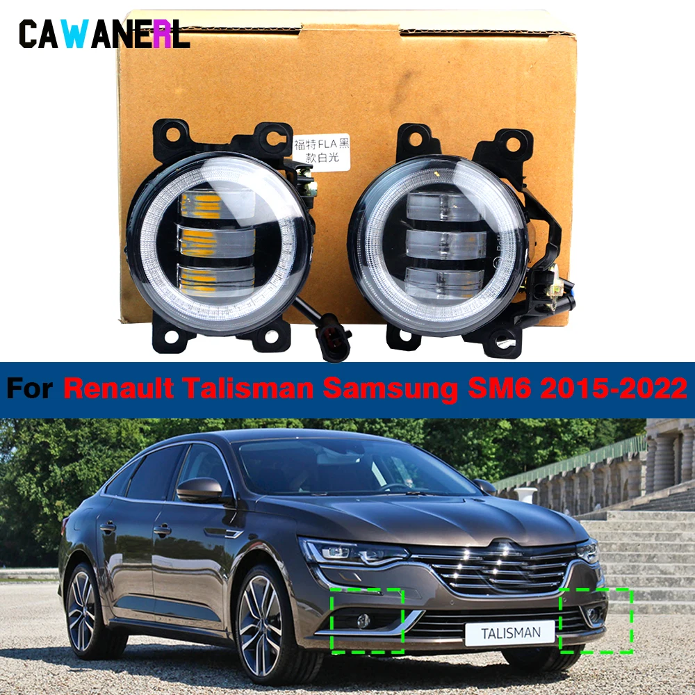 2 X Car LED Fog Light Angel Eye DRL Daylight Fog Lamp For Renault ...