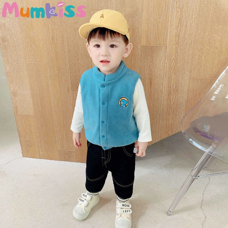 Mumkis Baby Vest Winter Solid Color Cartoon Baby Vest Boy Outdoor ...
