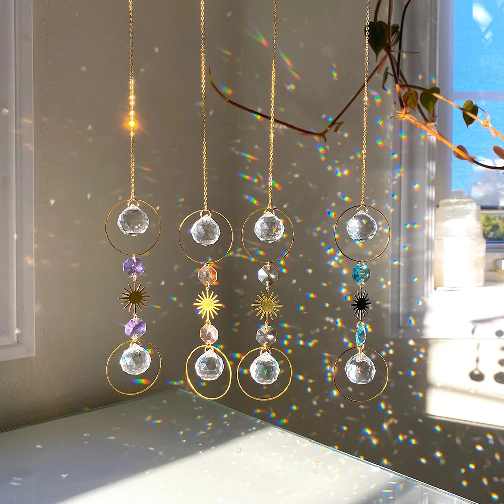 Crystal Sun Catcher Prism Rainbow Maker Hanging Lightcatcher Sun Boho ...