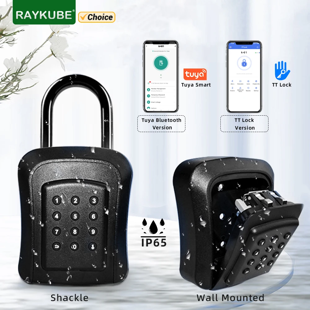 RAYKUBE-IP65-Waterproof-Metal-Smart-Wall-Mount-Key-Lock-Box-Security ...