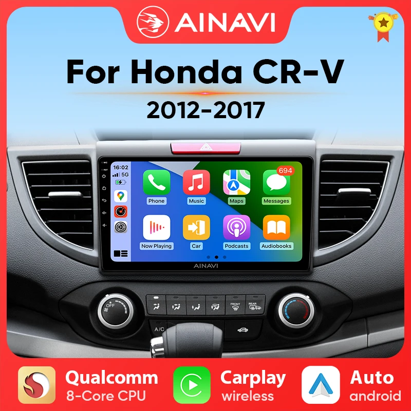 Rádio do carro de ainavi para honda crv CR V 2012 2016 carplay android auto qualcomm estéreo ...