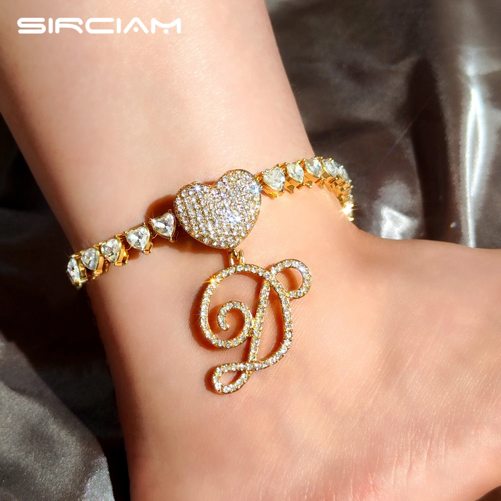 Fashion Bling Cursive Initials Pendant Anklet For Women Iced Out Love ...