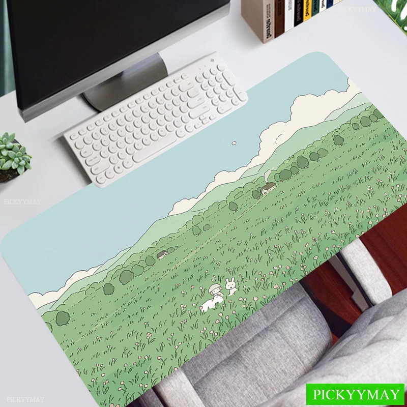Cute Plant Grass Speed Locking Edge Large Natural Rubber Mouse Pad ...