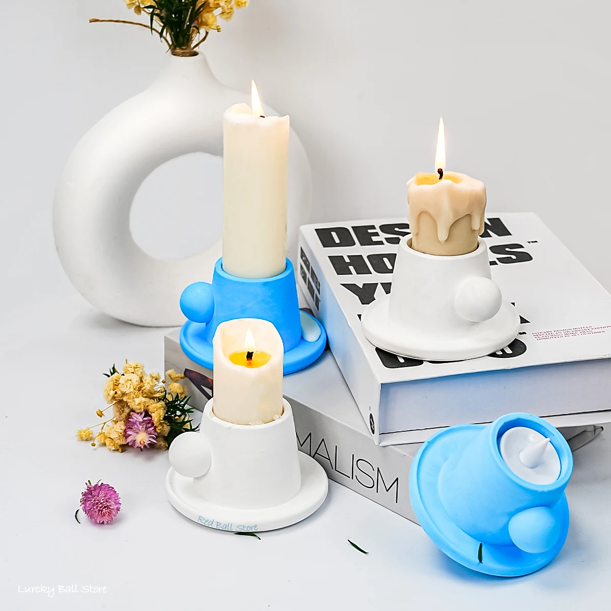 Unique-Cylindrical-Candlestick-Concrete-Silicone-Mold-Nordic-Style ...