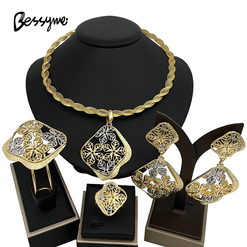 Latest-Women-Jewelry-Sets-18K-Gold-Plated-Necklace-Large-Size-Drop ...