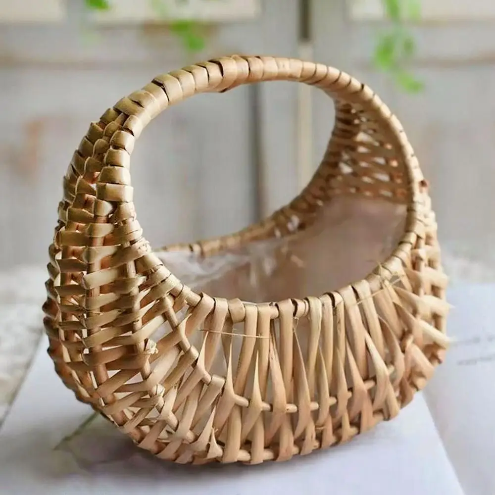 Willow-Rattan-Woven-Basket-Wicker-Half-Moon-Storage-With-Handle-Sturdy ...
