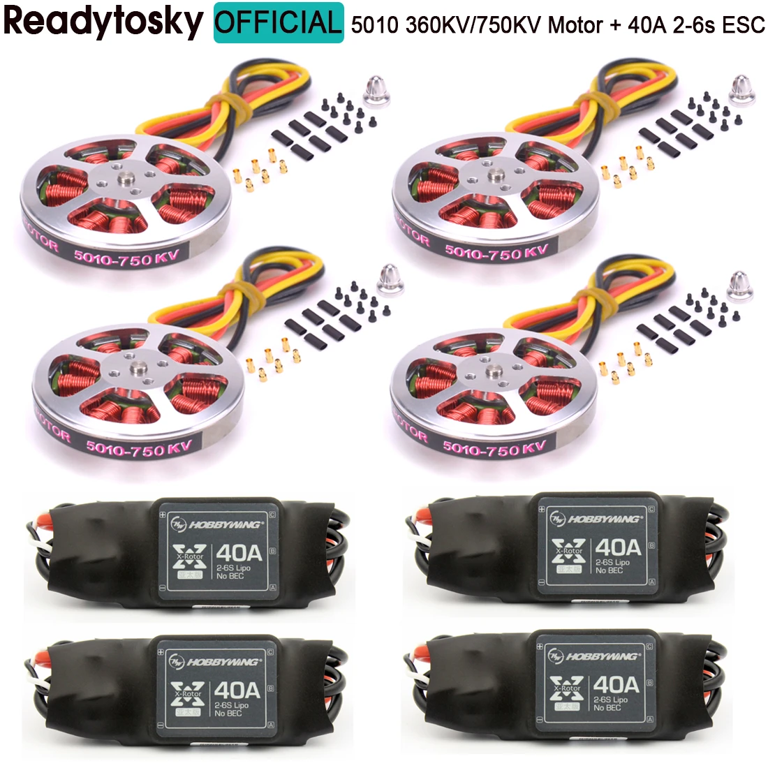 4Pcs 5010 360KV / 750kv High Torque Brushless Motor & X-Roter 40A ESC 2 ...