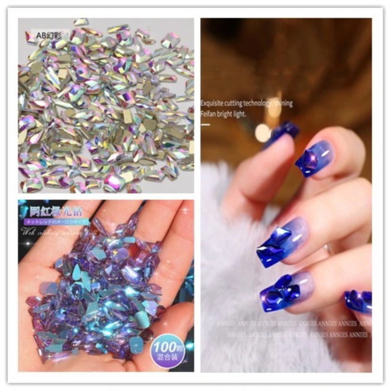 50/100 Buah Aurora AB Flatback Berlian Imitasi Kuku Jimat Berkilau Flat ...