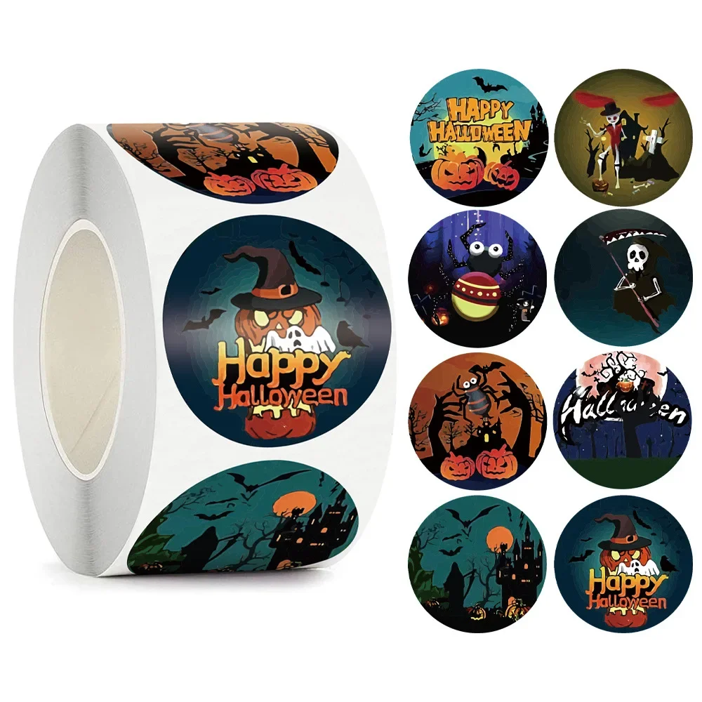 500pcs/rolls Halloween Decorative Stickers 1 Inch/1.5 Inch Gift ...