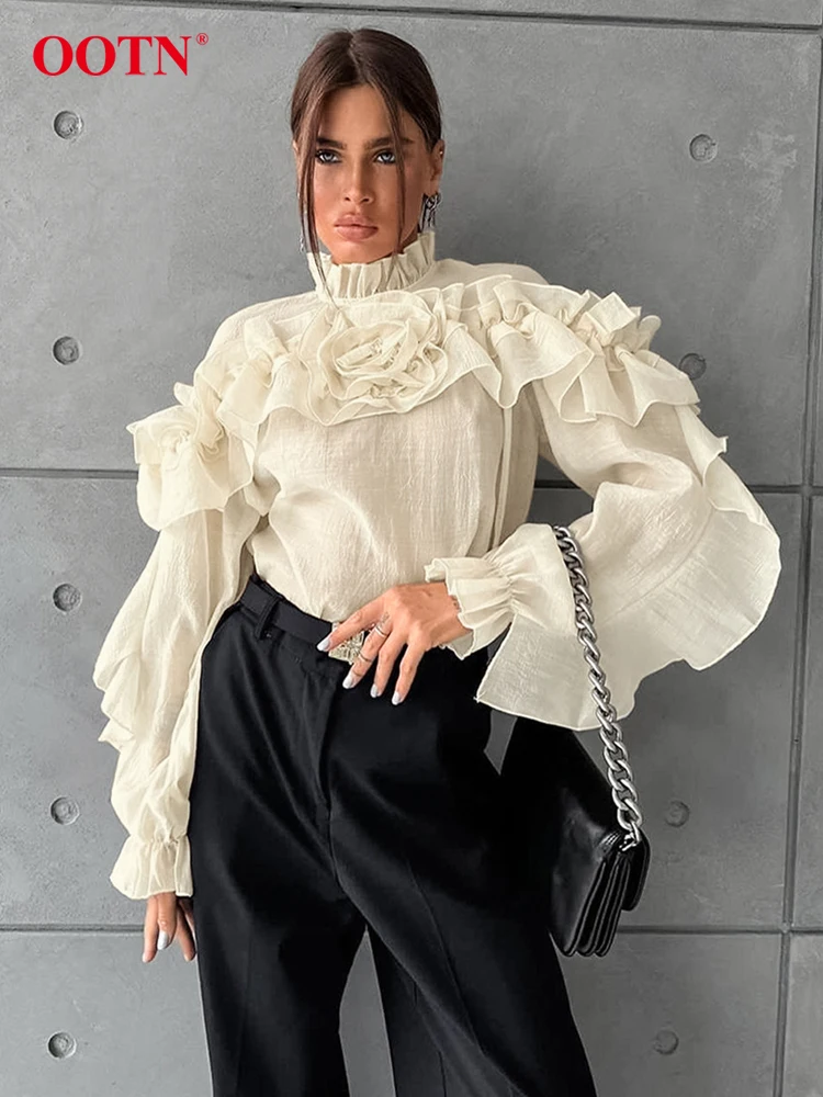 OOTN-Elegant-Transparent-Shirts-Blouses-Women-Fashion-White-Ruffled ...