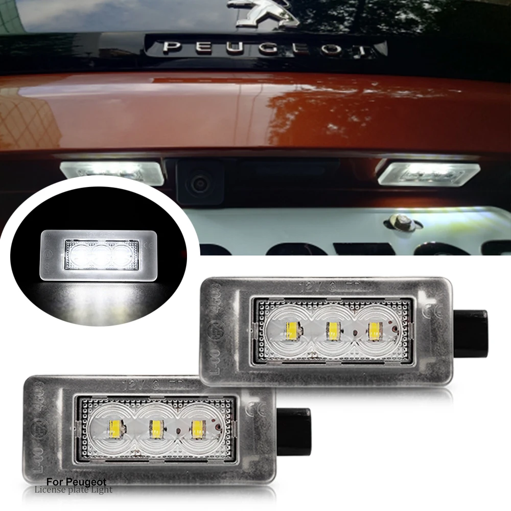 2pcs-Canbus-LED-License-Number-Plate-Light-Lamp-For-Peugeot-3008-2016 ...