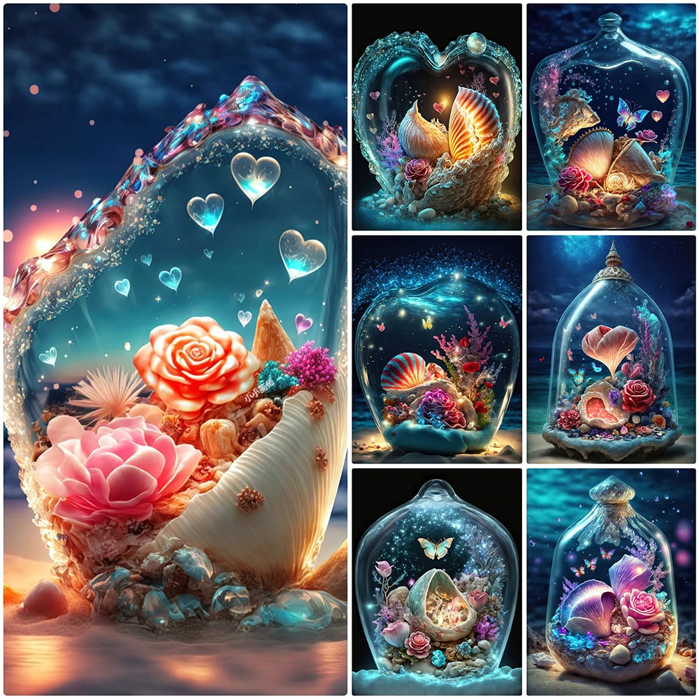 Glass-bottles-Art-DIY-Diamond-Painting-Fantasy-Shell-Seaview-Diamond ...
