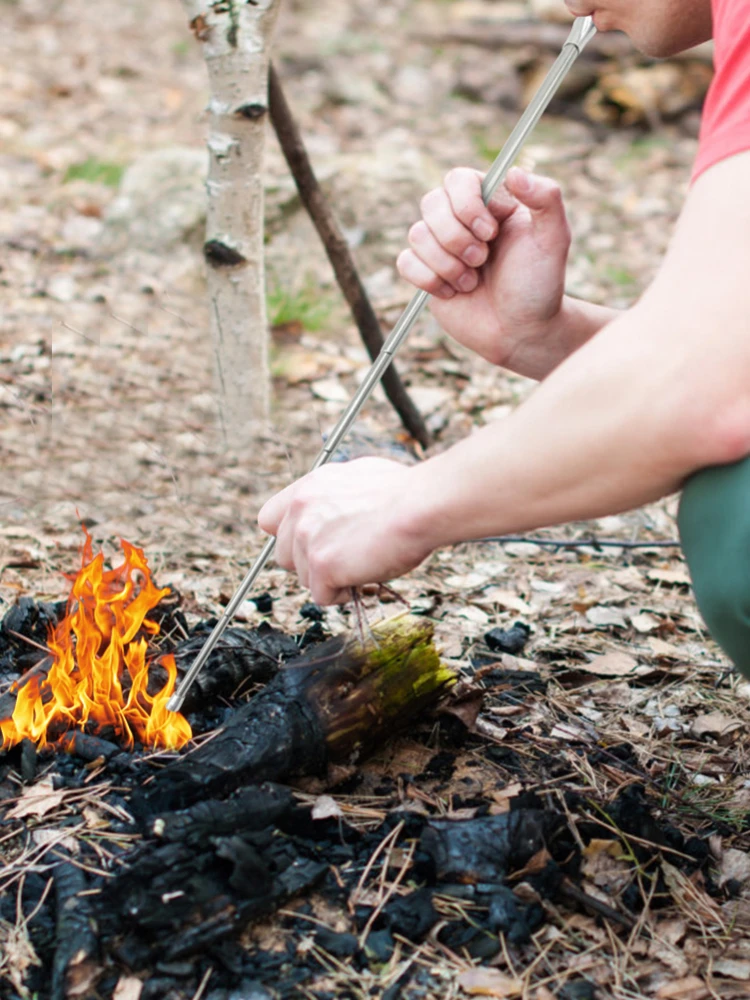 6 Sections Outdoor Camping Blow Fire Tube Blowpipe Collapsible High ...