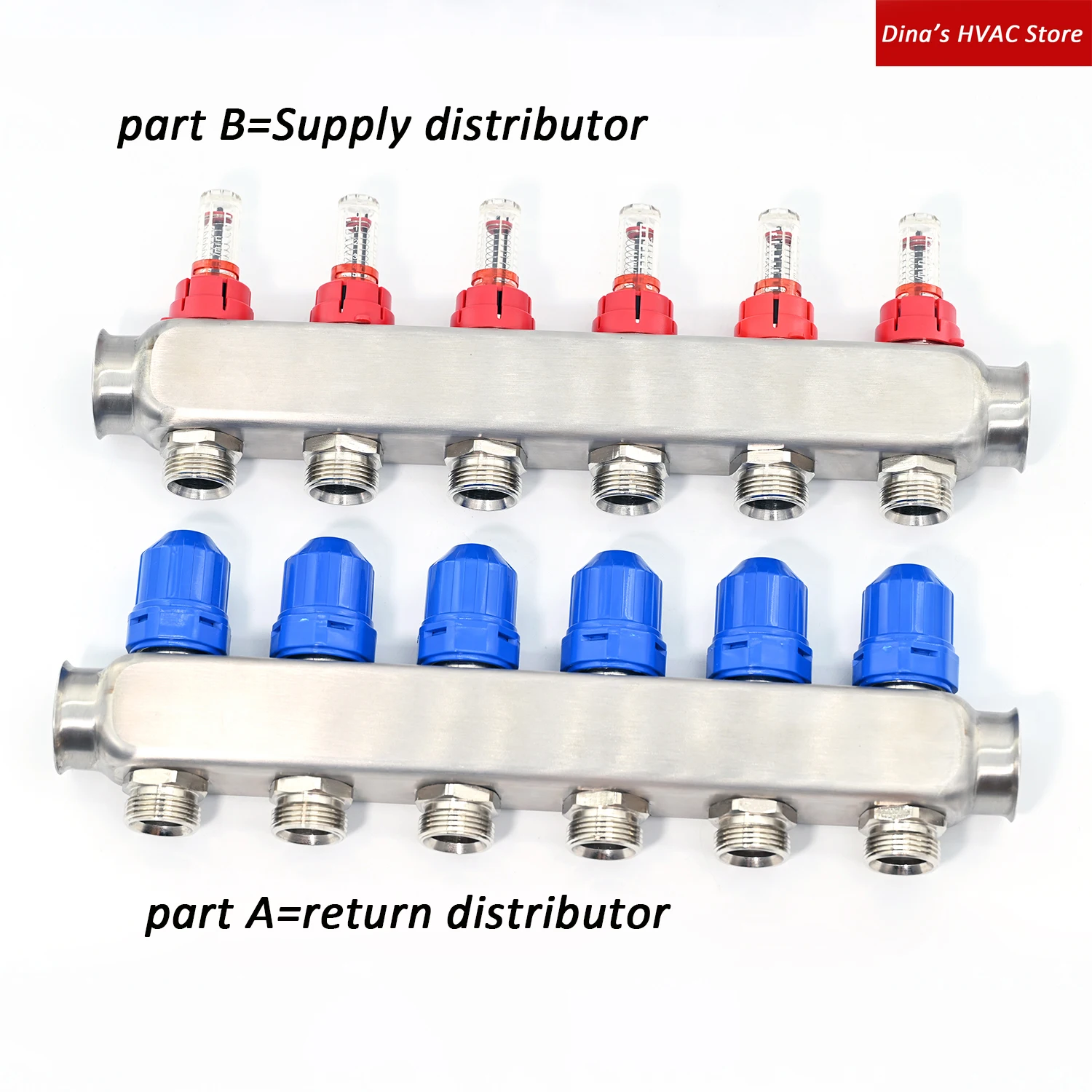 Stainless-Steel-Aisi304-Underfloor-Heating-Supply-Manifold-with-Flow ...