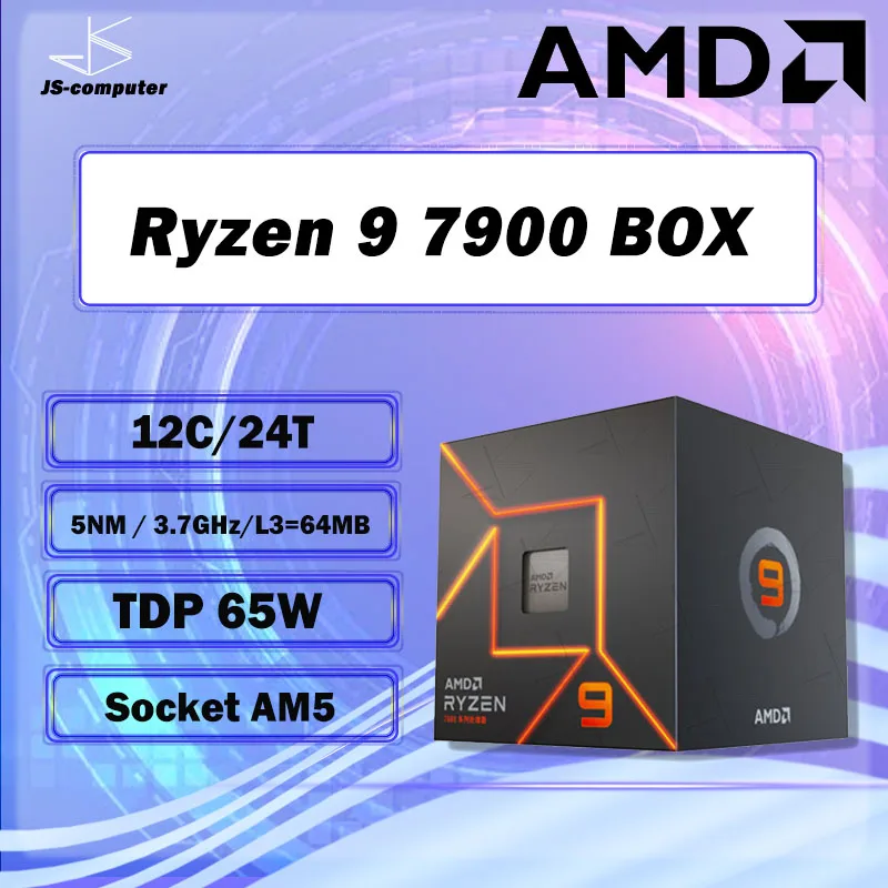 Processador AMD Ryzen 9 7900 R9 7900 Box 3.7 GHz 12-Core 24-Thread CPU 5NM L3 = 64M 100 ...
