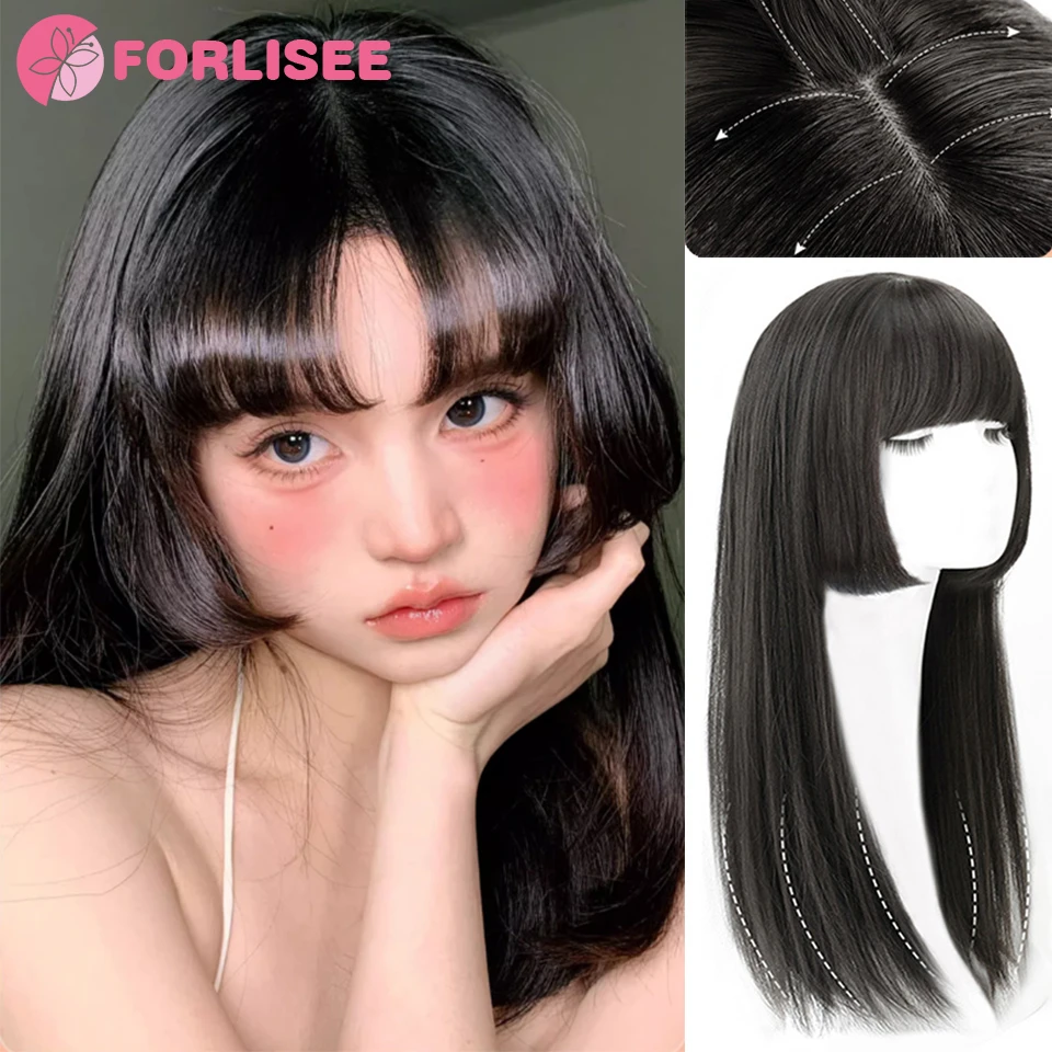 FORLISEE-Cosplay-Wig-Female-Princess-Cut-Bangs-Long-Straight-Hair-New ...