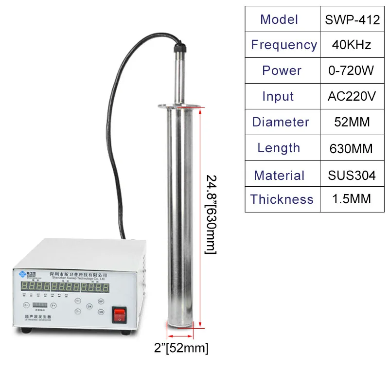 Transductor ultrasónico industrial de 40 KHz, sonda de vibración sónica ...