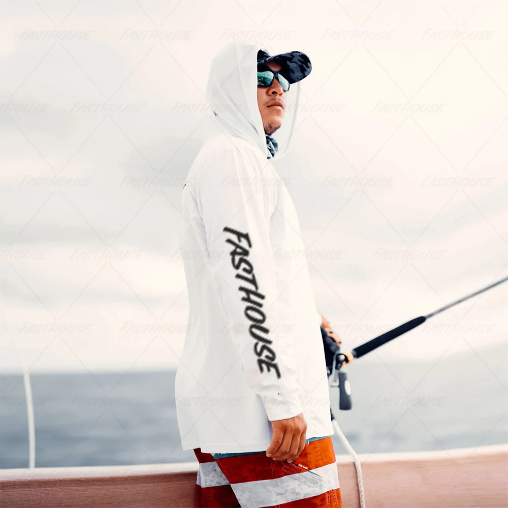 Summer Men's Hooded Long Sleeve Performance Fishing Shirts Jersey For ...