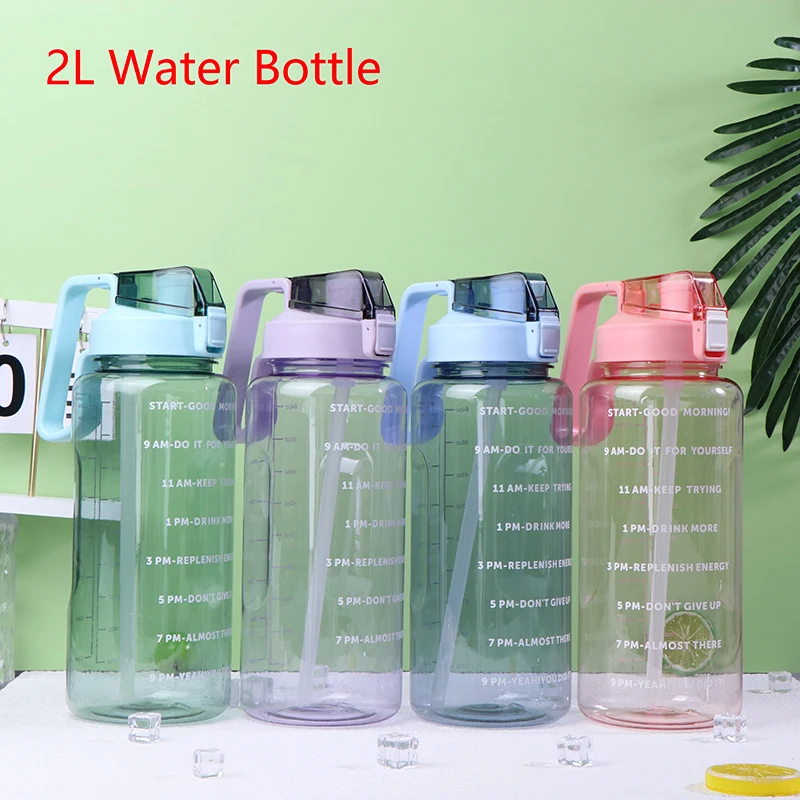 2L-Large-Capacity-Water-Bottle-Straw-Cup-Gradient-Color-Plastic-Water ...