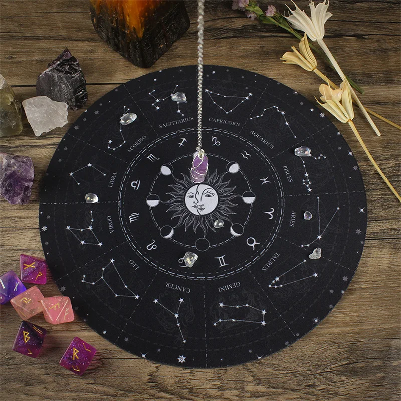 Round-Divination-Board-Pendulum-Mat-with-Healing-Crystal-Pendulum-Moon ...