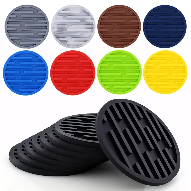 Round Heat Resistant Silicone Coasters, Rubber Tea Cup Mat, Table Mat ...
