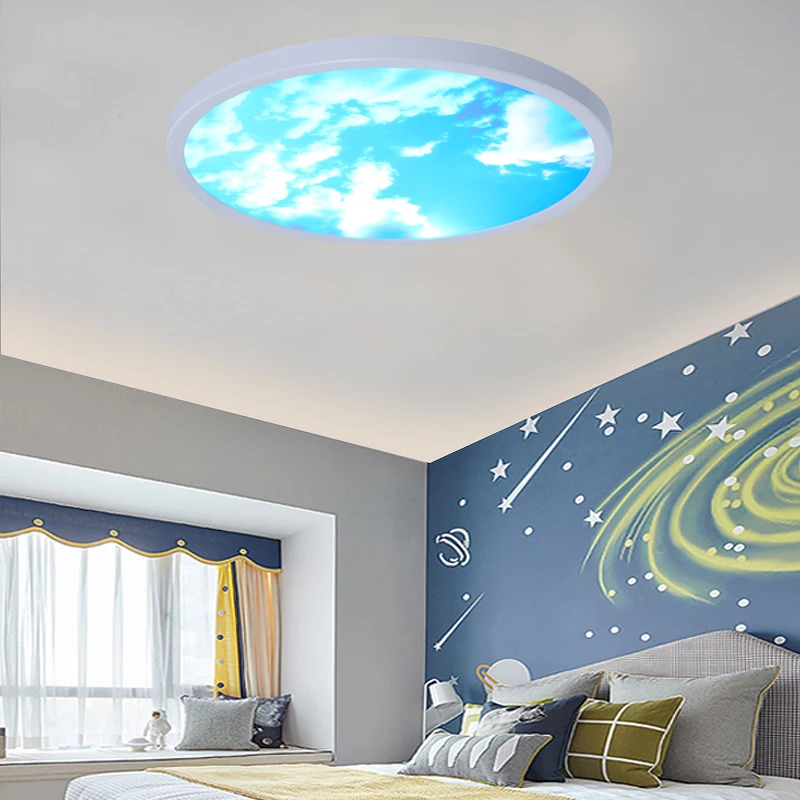 Ultra-thin-Round-LED-Ceiling-Light-Bedroom-Lamp-Blue-Sky-Ceiling-Panel ...