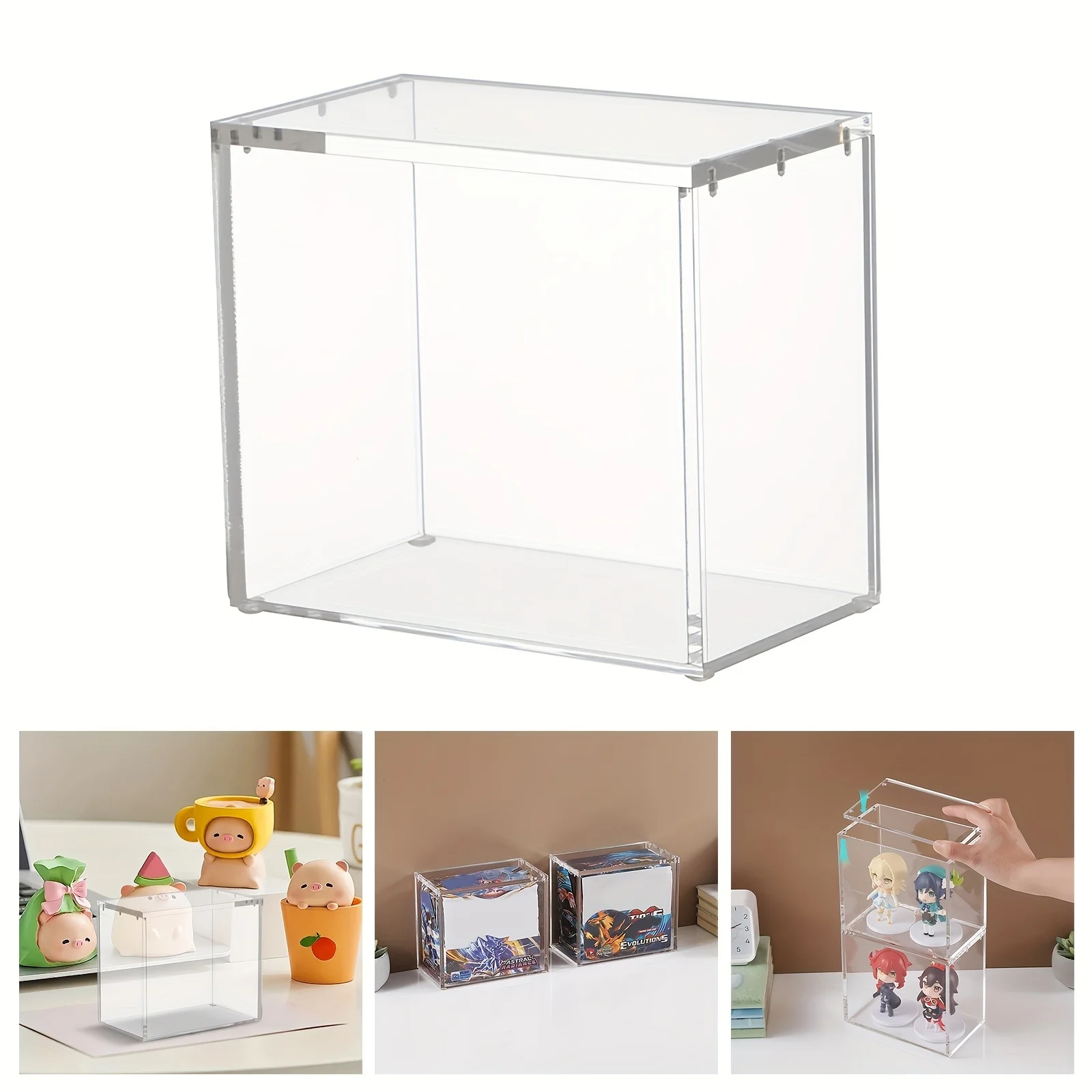 Acrylic Card Storage Box-Clear Multi-Compartment Trading Card Organizer ...