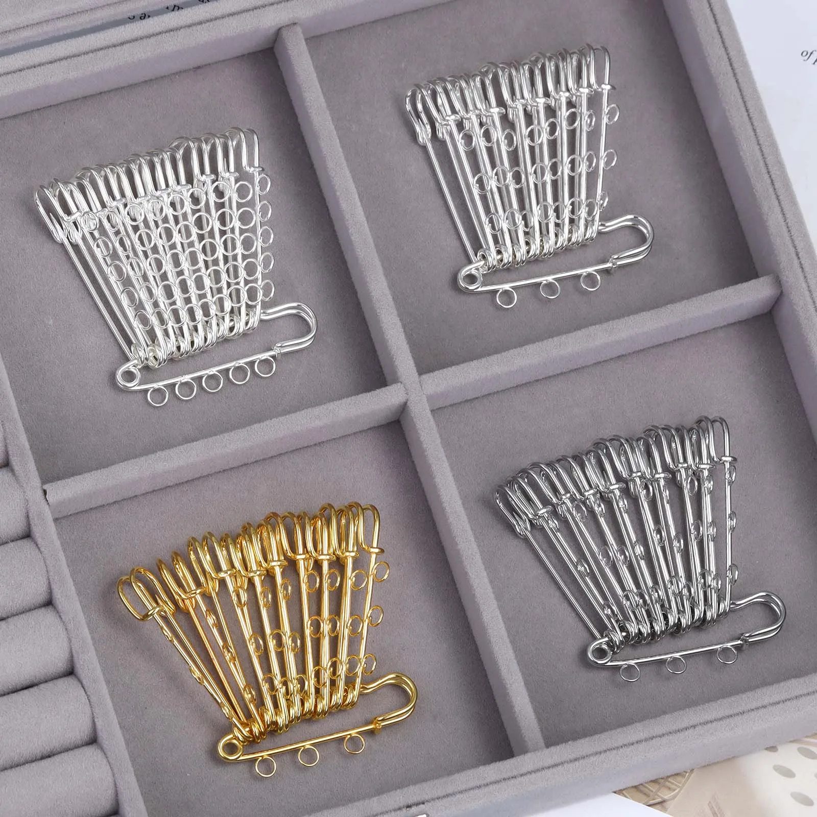 10pcs/Lot Safety Pins Brooch Blank Base Brooch Pins 50mm Pins 3/5 Rings ...